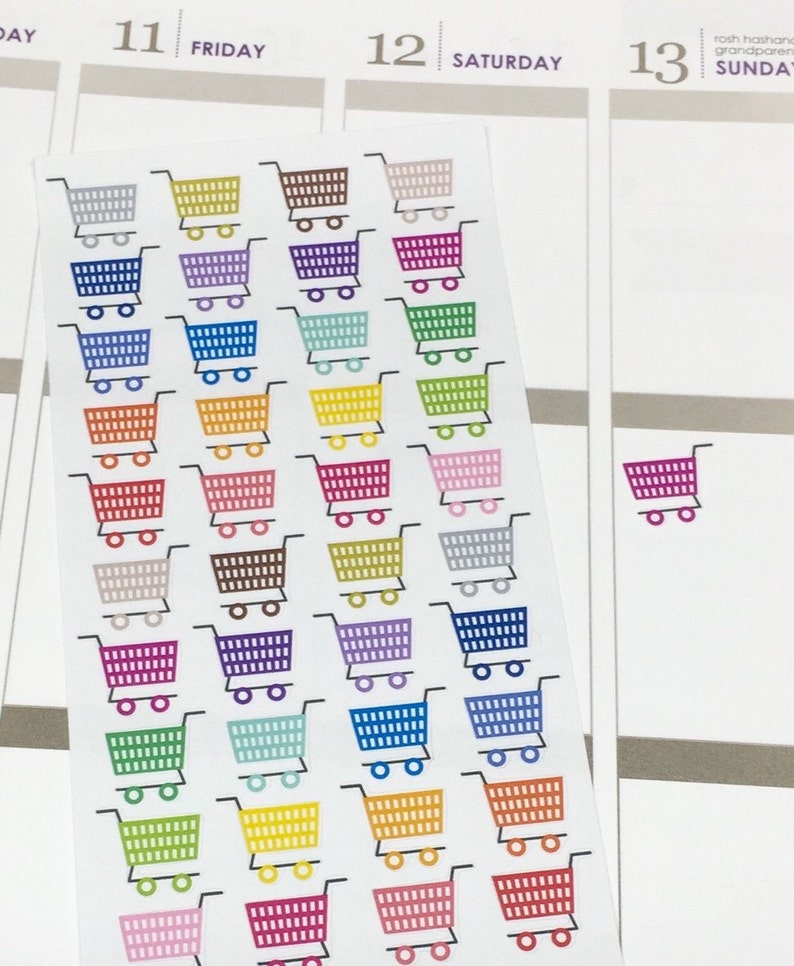 I21 || 40 Colorful Shopping Cart Stickers - Etsy