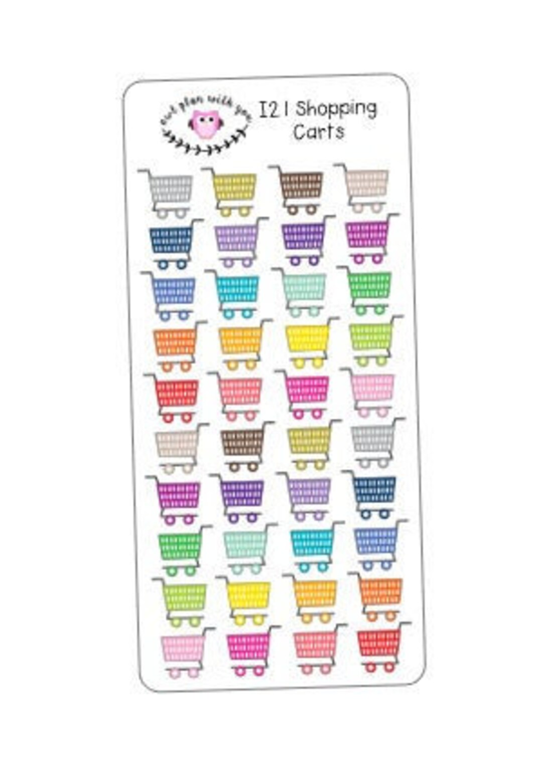 I21 || 40 Colorful Shopping Cart Stickers - Etsy