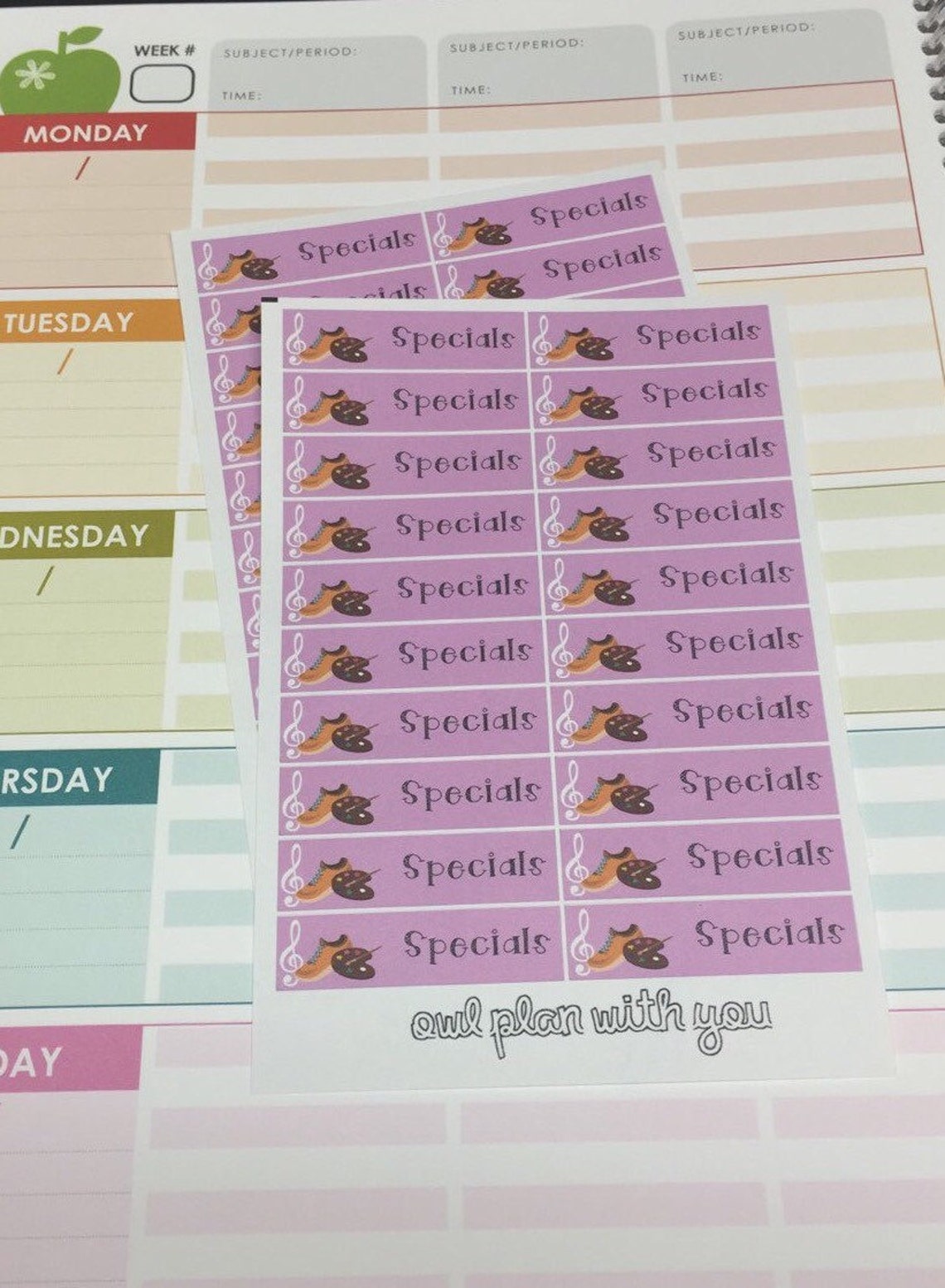 40 Specials Stickers for Erin Condren Teacher Planners - Etsy