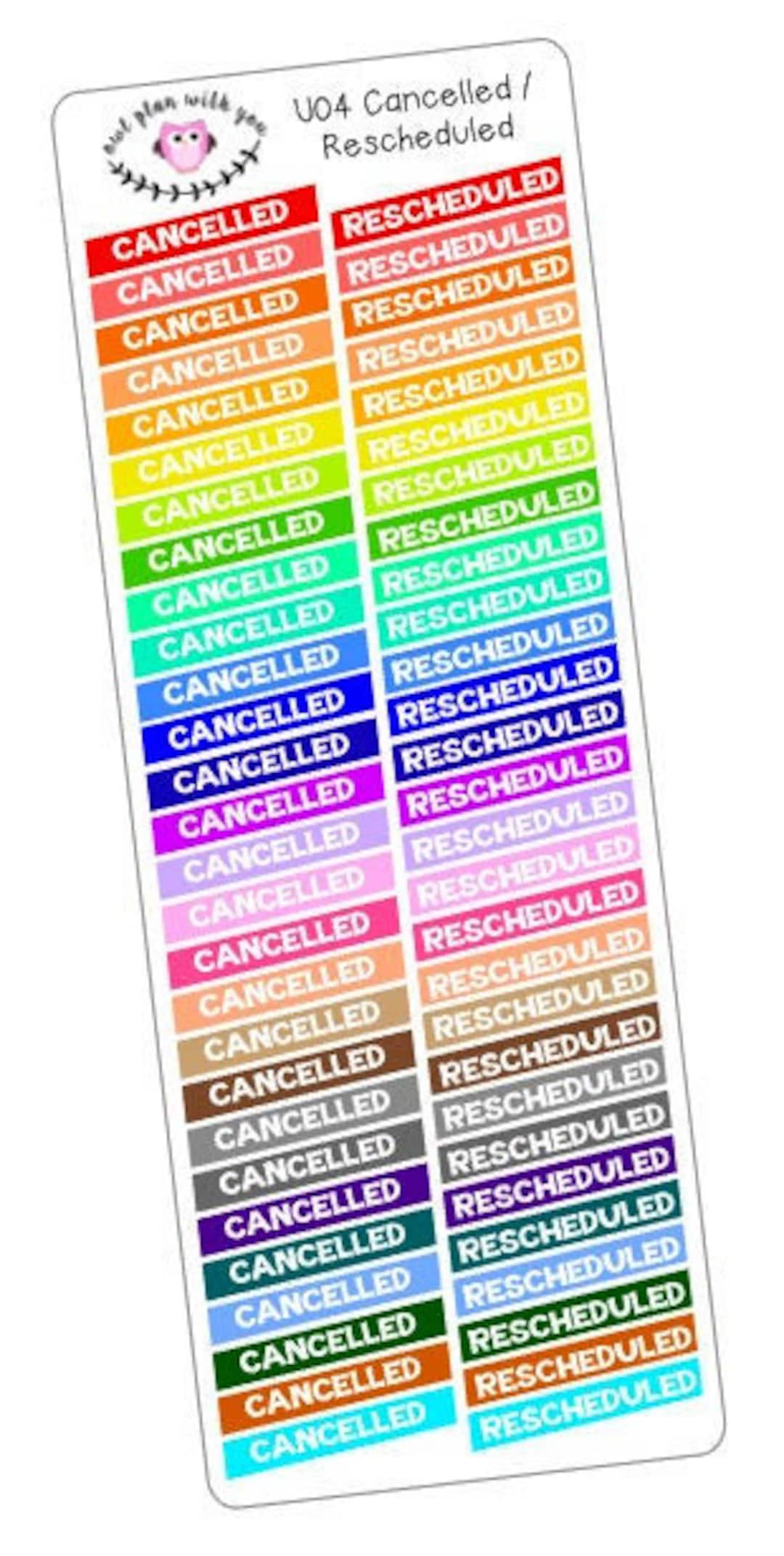 U04 || 56 Cancelled and Rescheduled Stickers - Etsy