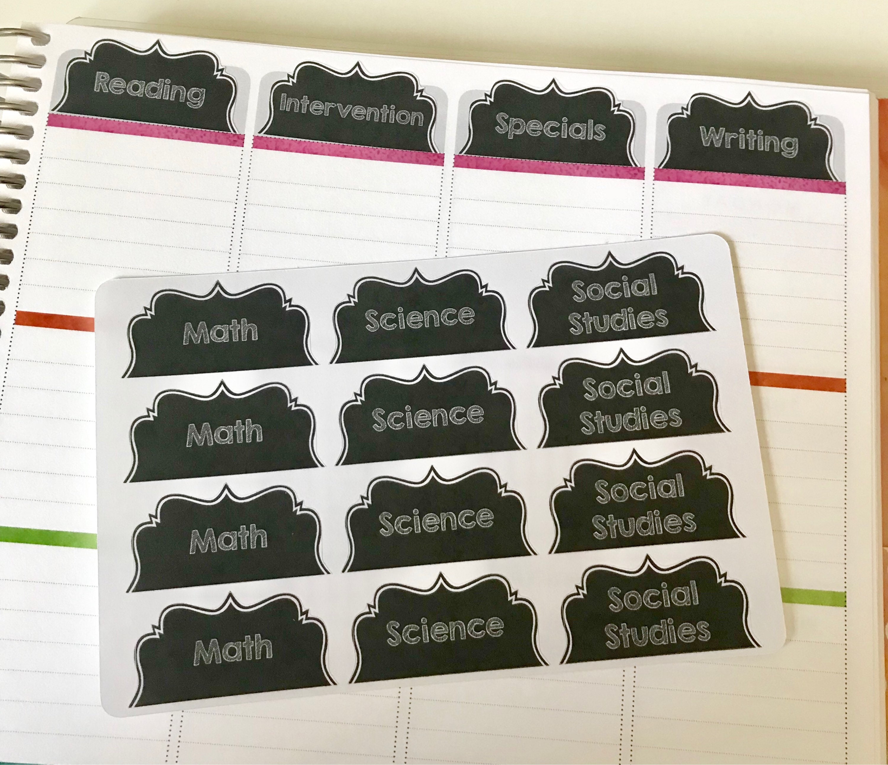 T02 Custom Ribbon Teacher Planner Header Stickers | Etsy