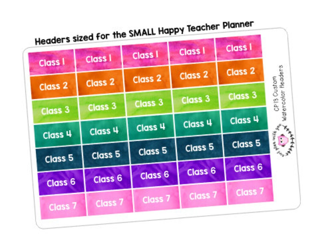 CP13 || Custom Watercolor Teacher Planner Header Stickers - Etsy