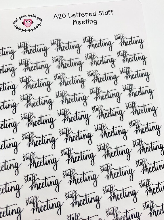 A20 Hand-Lettered Staff Meeting Stickers | Etsy