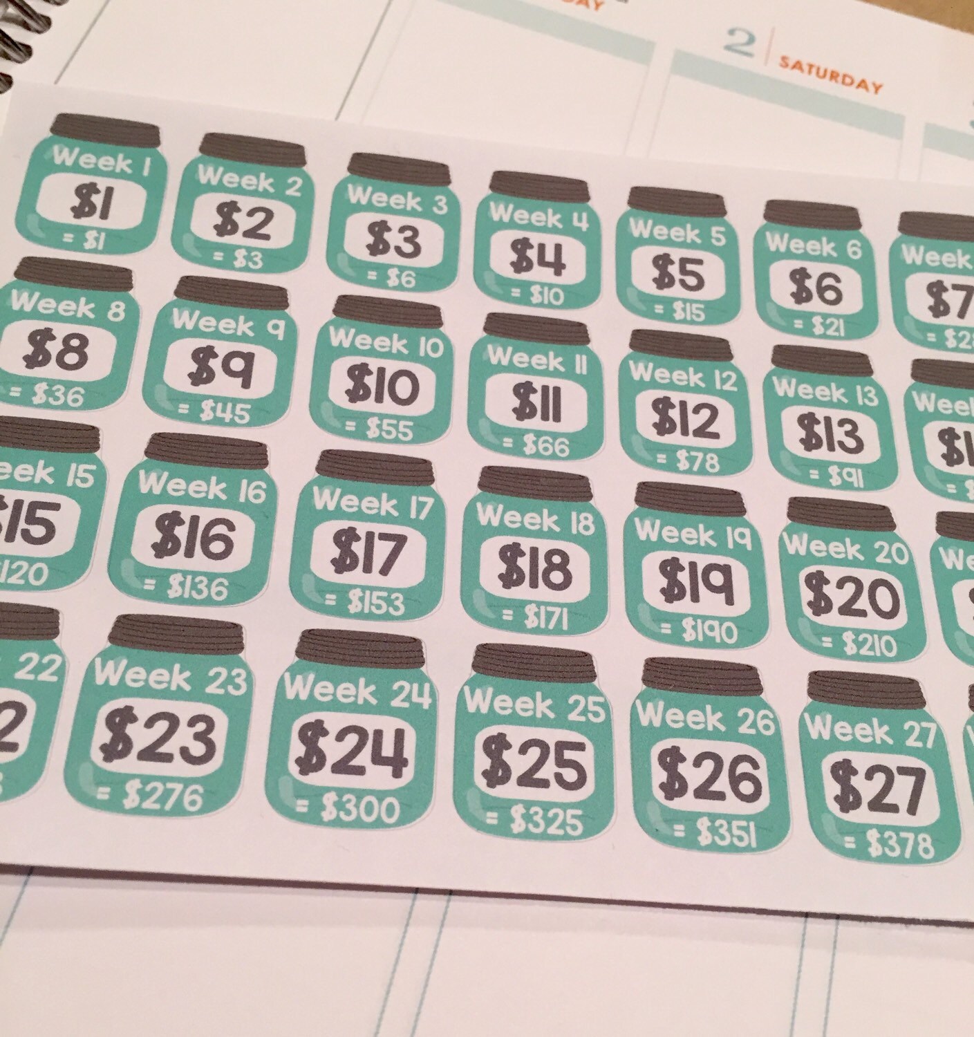 S15 || 52 Week Savings Challenge Stickers - Etsy