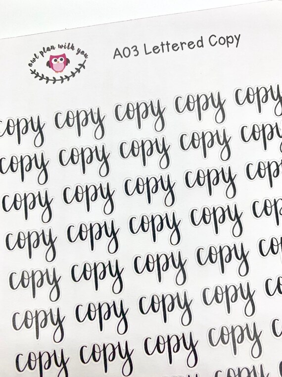 A03 Hand-lettered Copy Stickers | Etsy