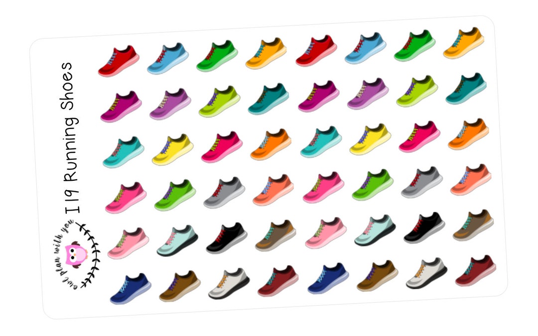 I19 || 48 Running Shoe Stickers - Etsy