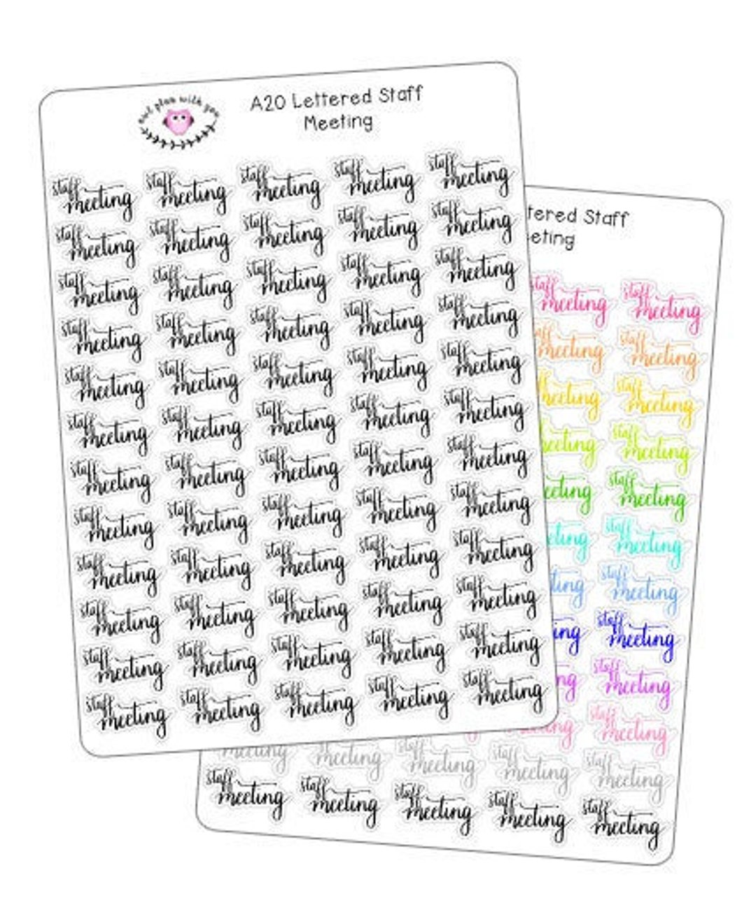 A20 || Hand-lettered Staff Meeting Stickers - Etsy