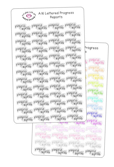 A16 Hand-lettered Progress Reports Stickers | Etsy