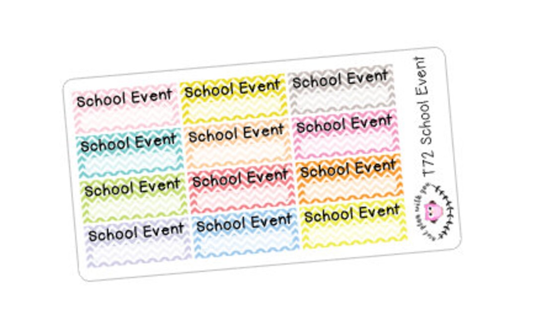 T72 || 12 Chevron School Event Stickers - Etsy