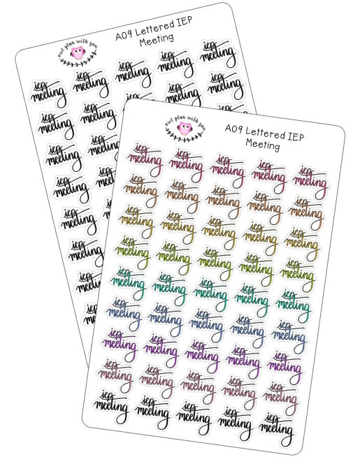 A09 Hand-lettered IEP Meeting Stickers - Etsy