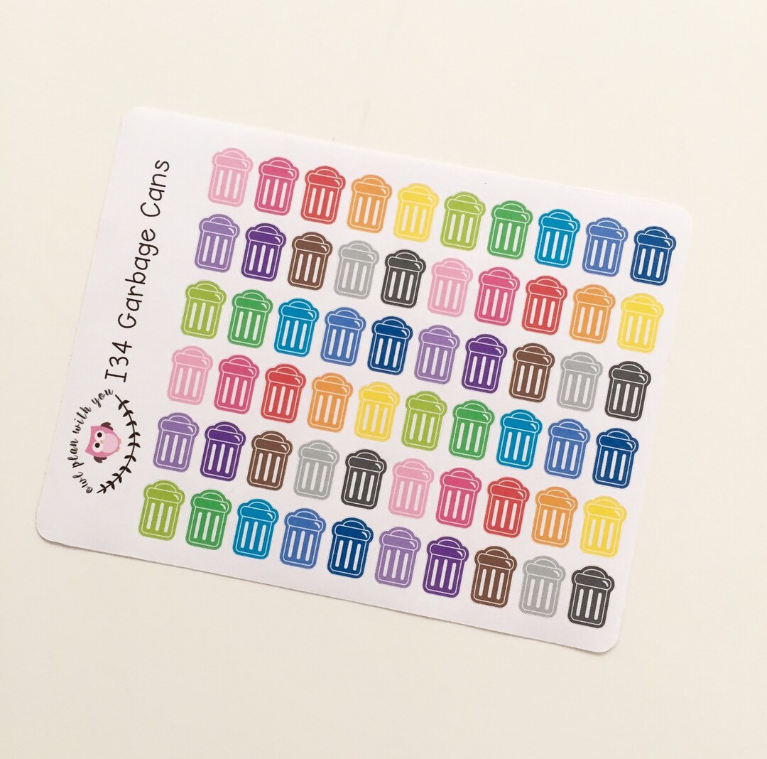 I34 || 60 Garbage Can Stickers - Etsy