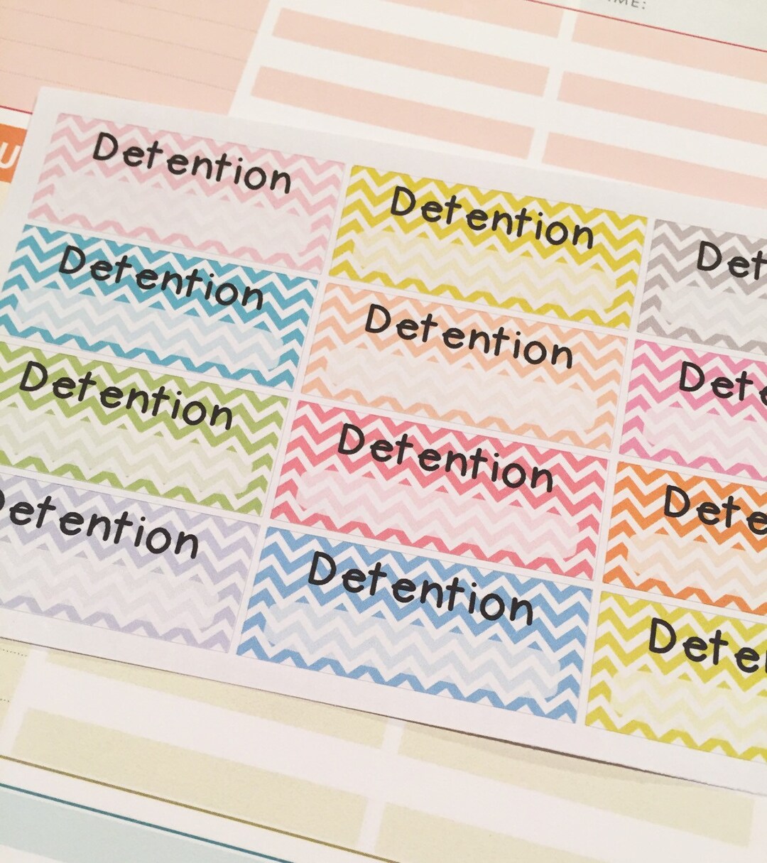 T05 || 12 Chevron Detention Stickers - Etsy