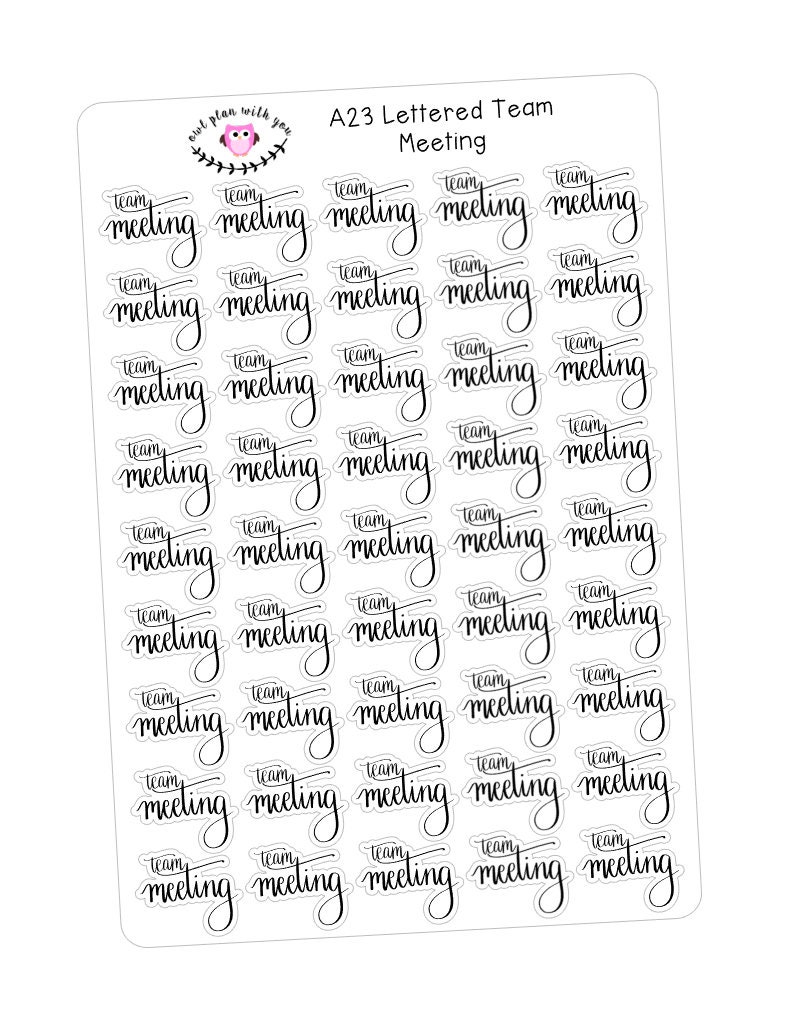 A23 Hand-lettered Team Meeting Stickers - Etsy