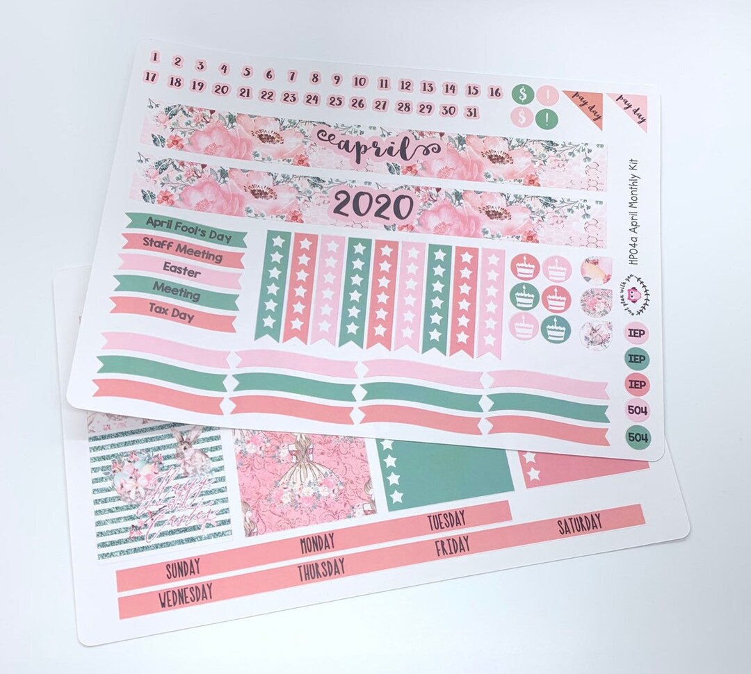 HP04 || April Floral Happy Planner Teacher Kit - Etsy