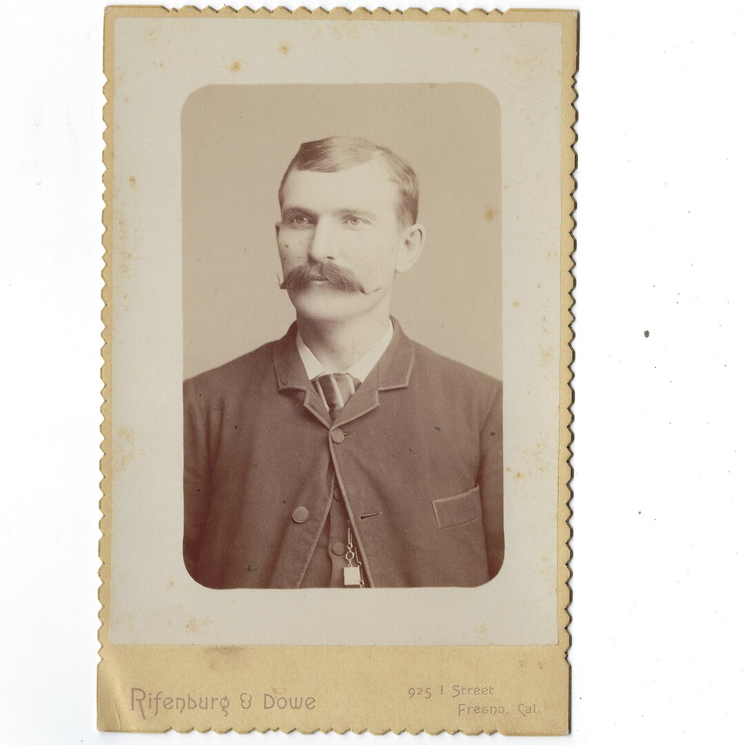Mustache Man. Antique Cabinet Card Portrait: Handsome Man W/unusual ...