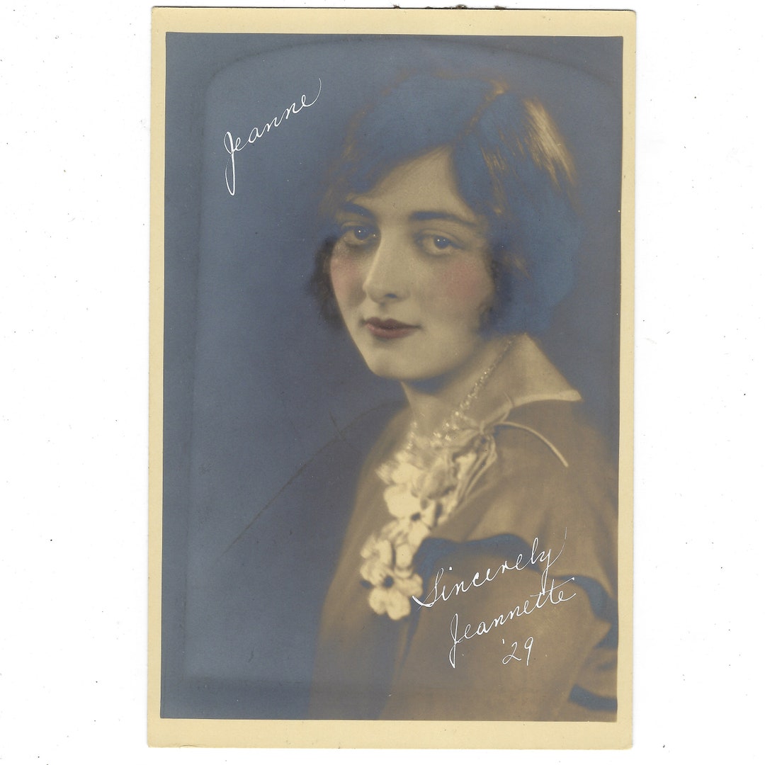 Sincerely, Jeannette 1929. Vintage Tinted Portrait of a Pretty Woman ...