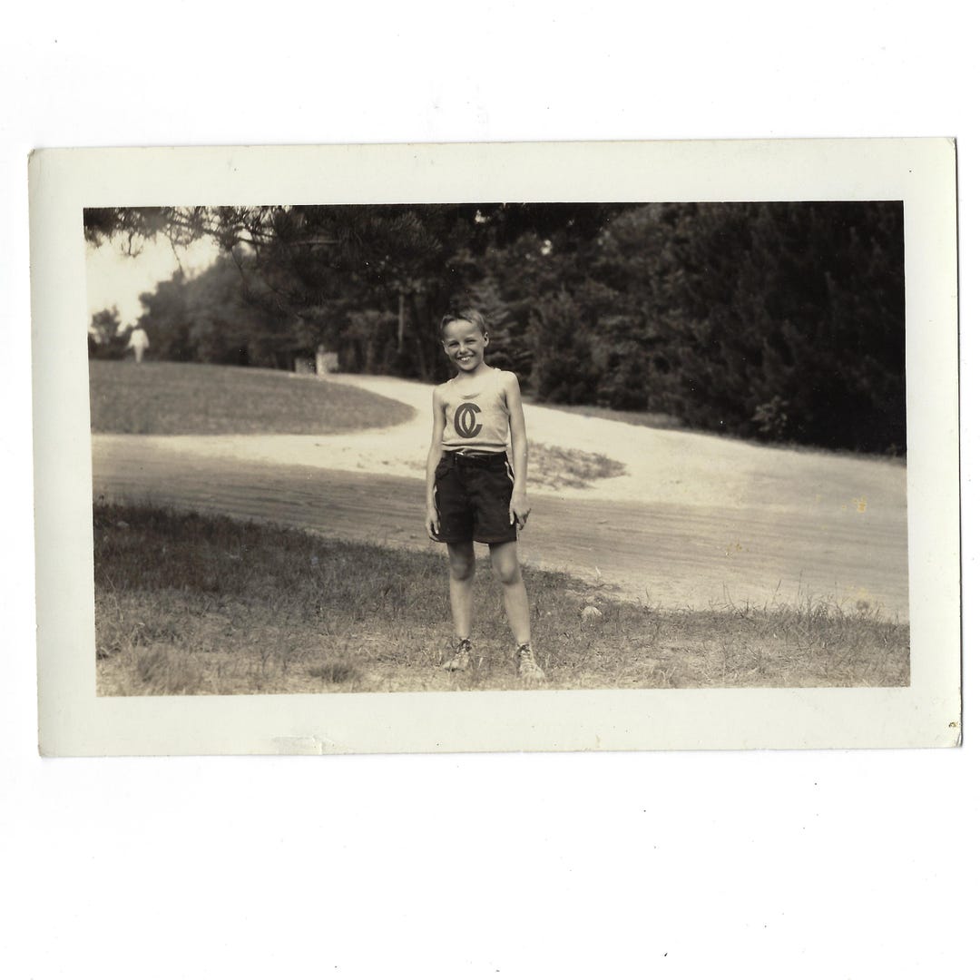 Little Athlete. Undated Vintage Snapshot a Happy Boy in a Tank Top and ...