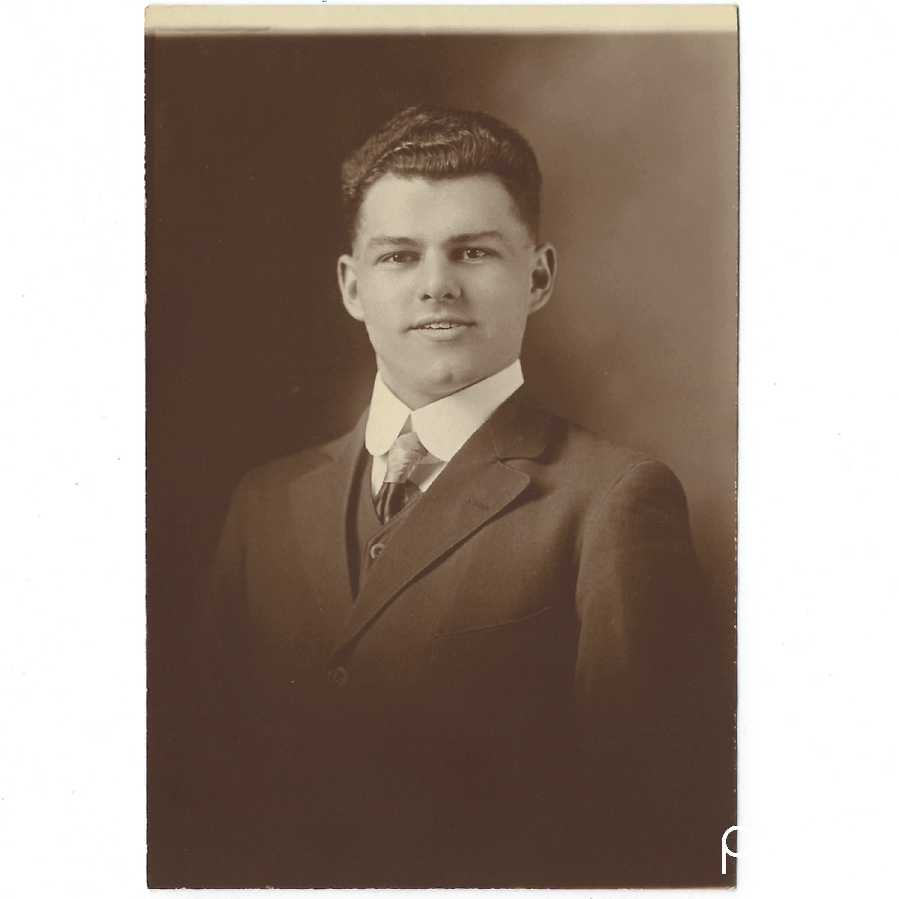 Earnest Vintage Portrait Photo Of A Handsome Young Man With A Cleft