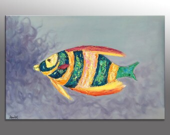 Abstract fish art | Etsy