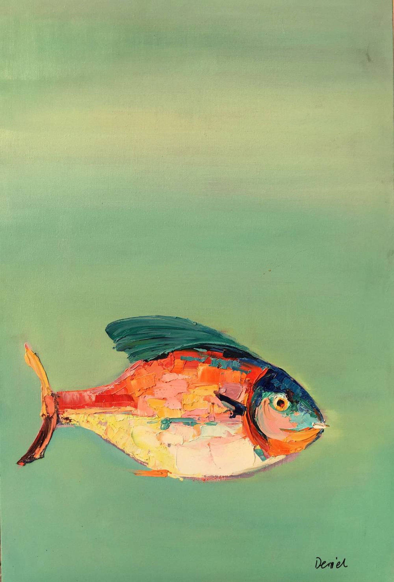 Large Art Fish Oil Painting Contemporary Wall Art Abstract | Etsy