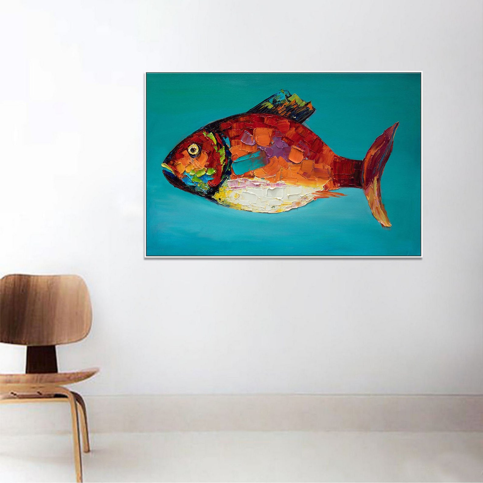 Large Canvas Painting Fish Abstract Art Modern Art Abstract - Etsy