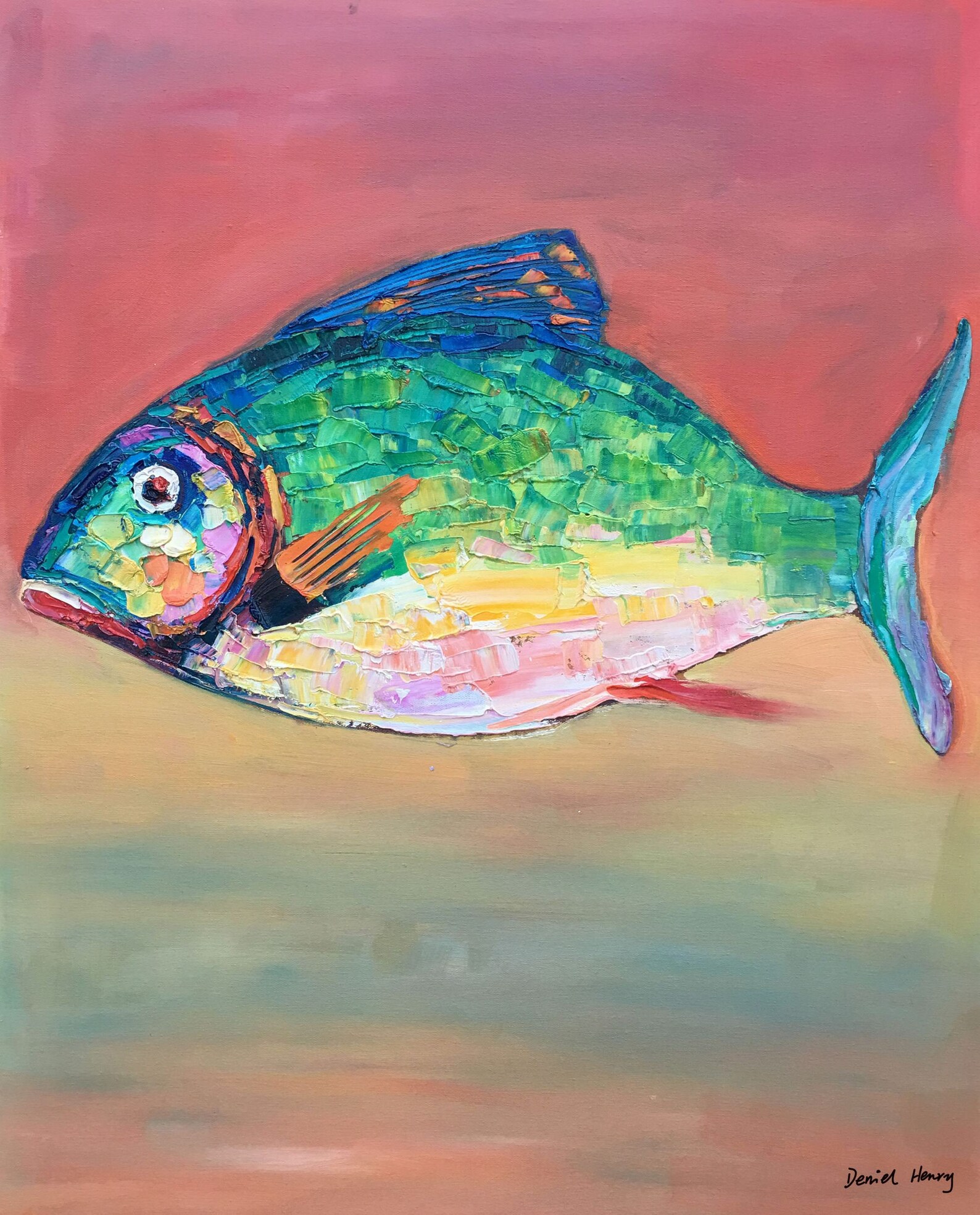 Oil Painting Abstract Fish Large Canvas Wall Art | Etsy