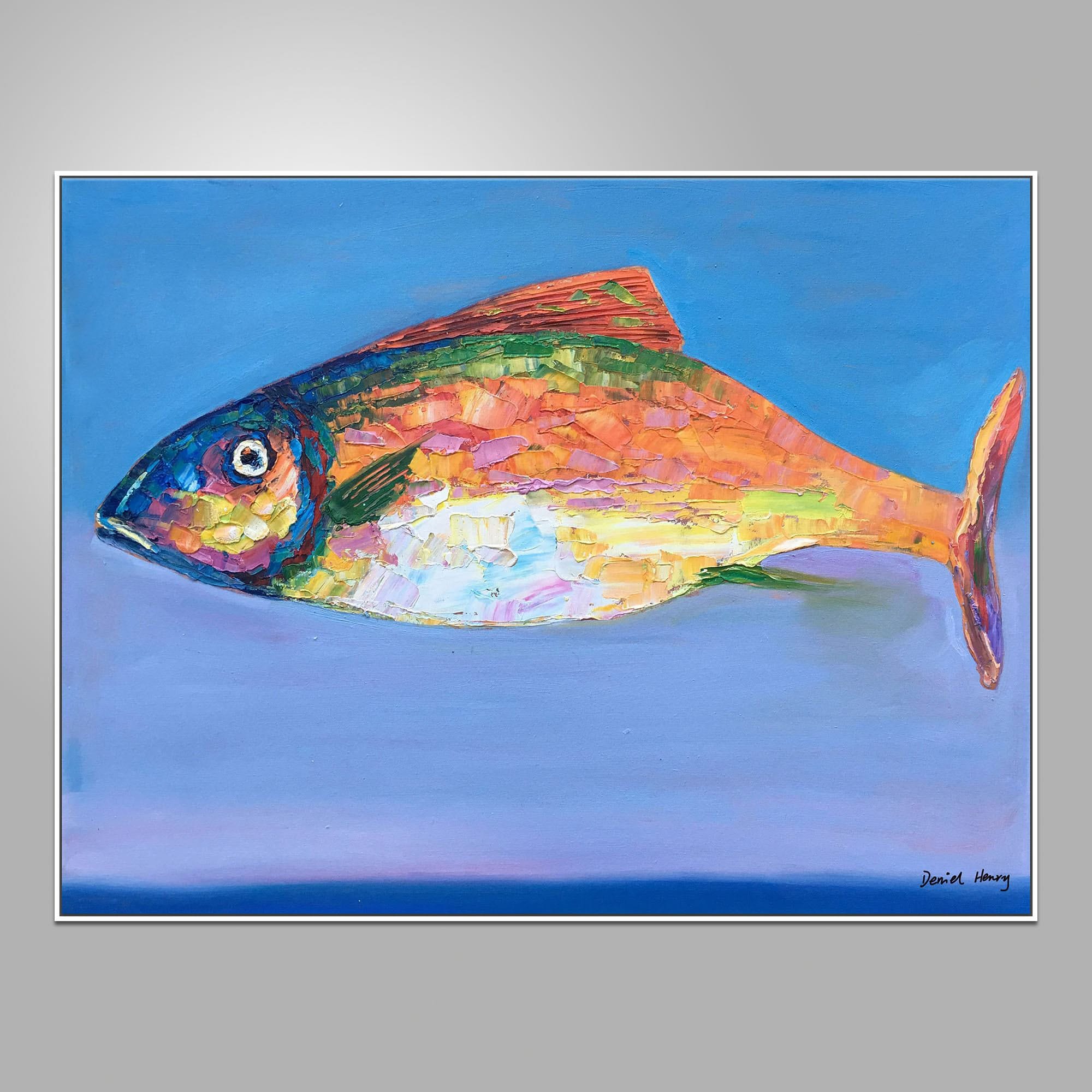 Large Abstract Art Fish Painting Modern Art Kitchen Wall | Etsy