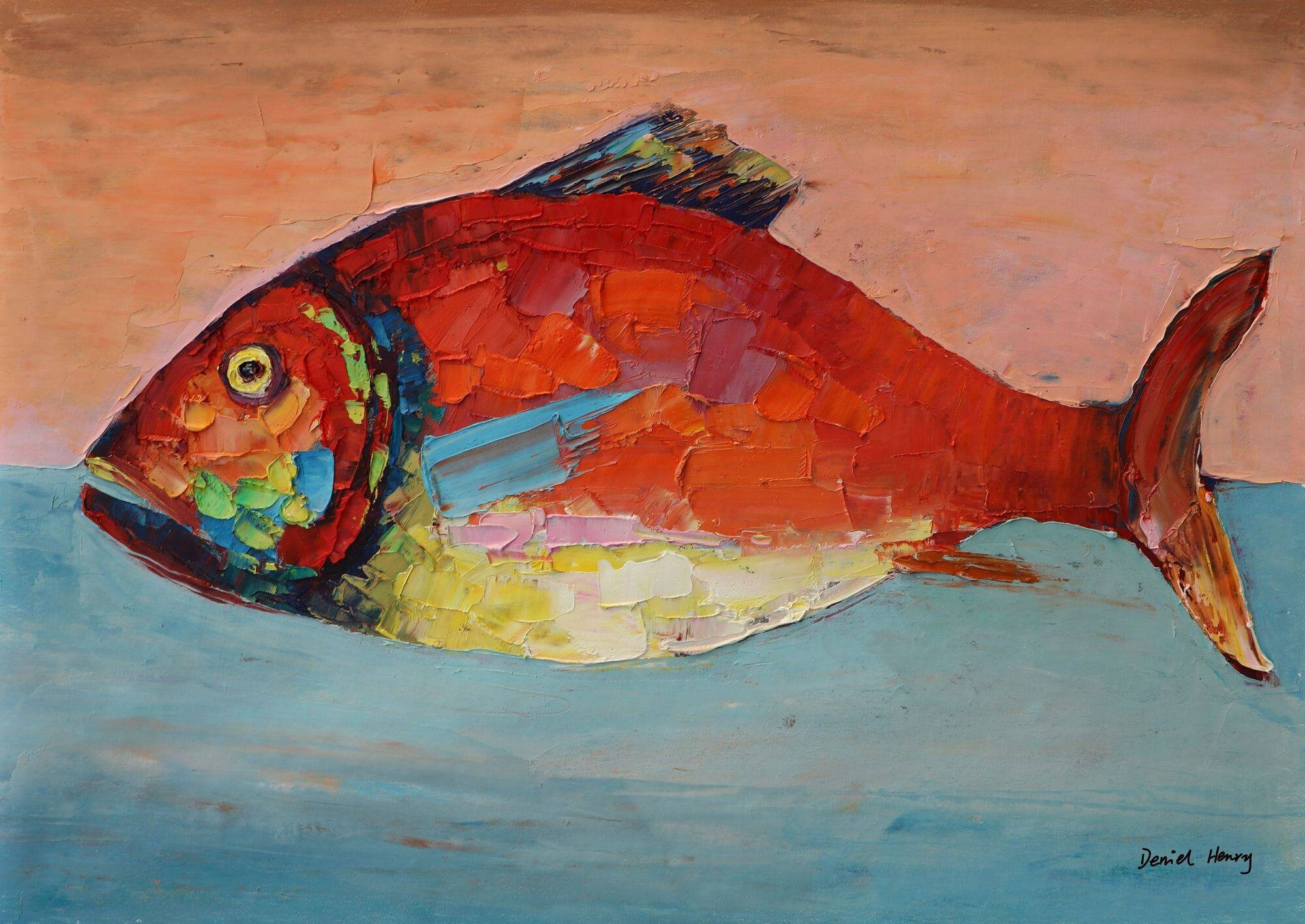 Fish Canvas Painting Large Abstract Art Abstract Oil | Etsy