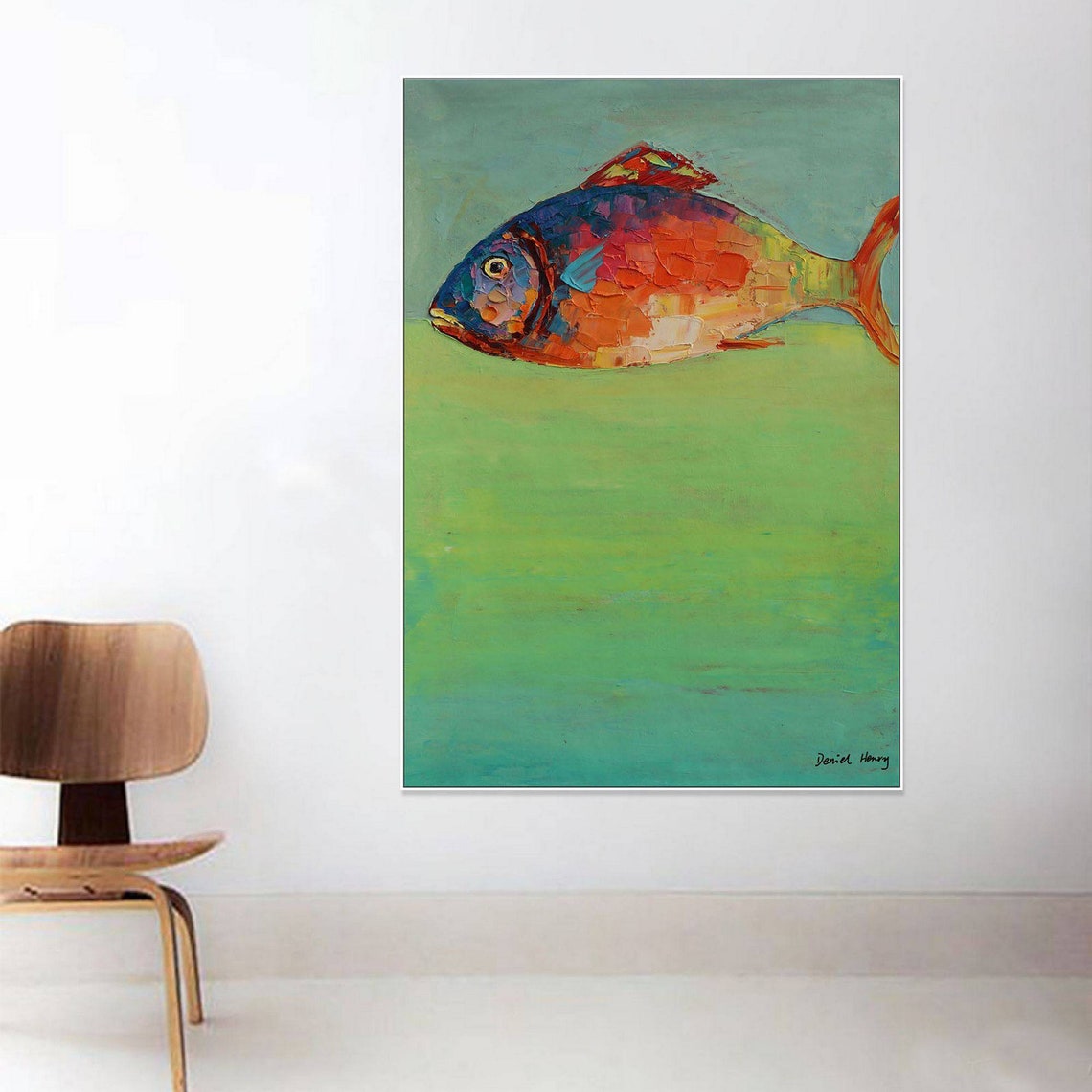 Original Abstract Painting Fish Contemporary Art Wall | Etsy