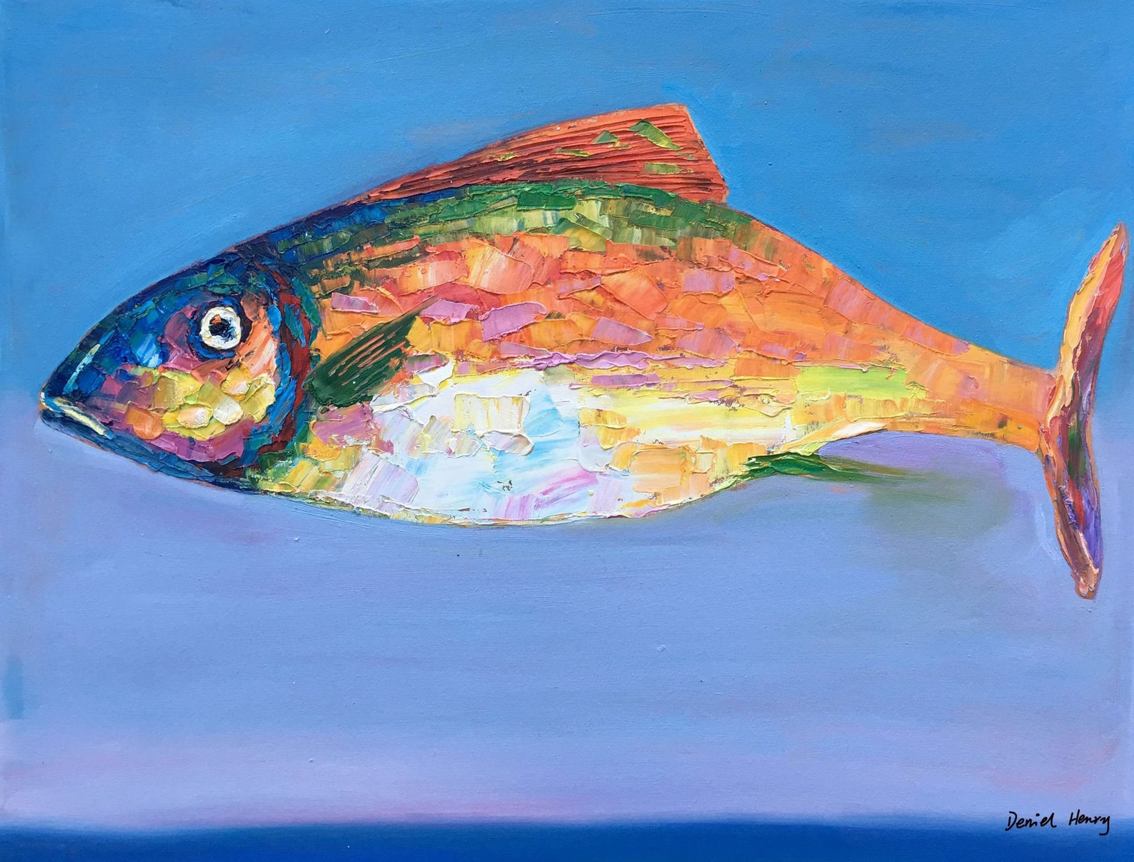 Large Abstract Art Fish Painting Modern Art Kitchen Wall | Etsy