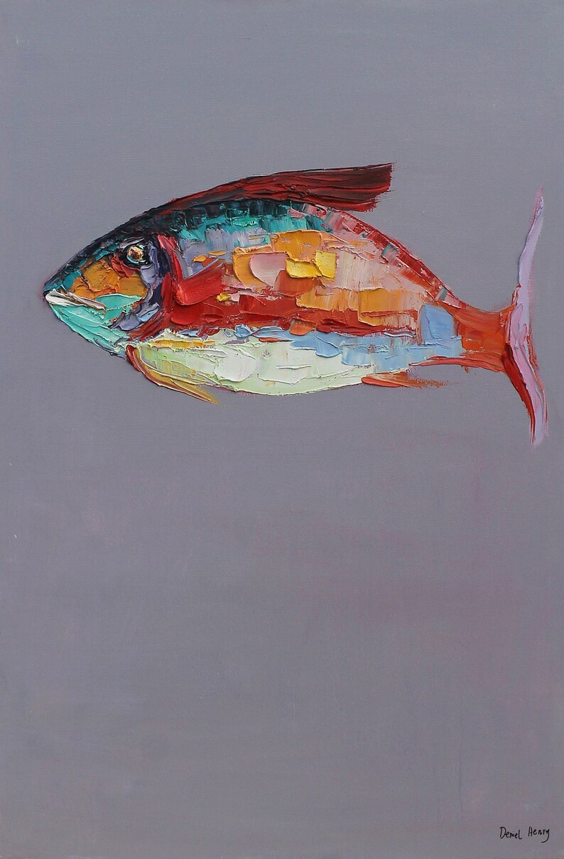 Contemporary Art Fish Wall Art Large Wall Art Canvas Oil | Etsy