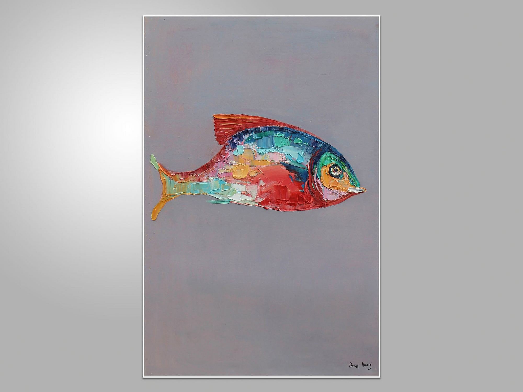 Large Wall Art Painting Fish Painting Abstract Canvas Art | Etsy