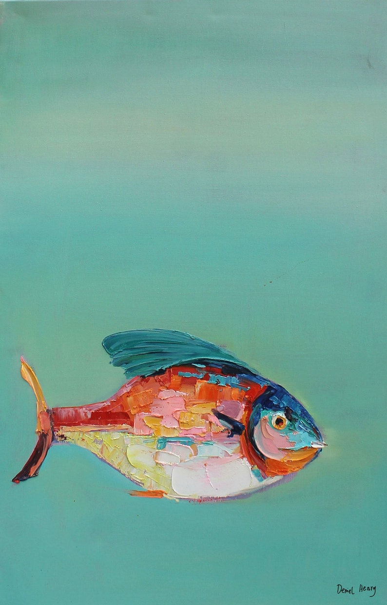 Contemporary Art Fish Large Wall Art Abstract Canvas - Etsy