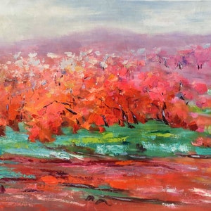 Large Abstract Painting Spring Landscape, Bedroom Art, Large Wall Art ...