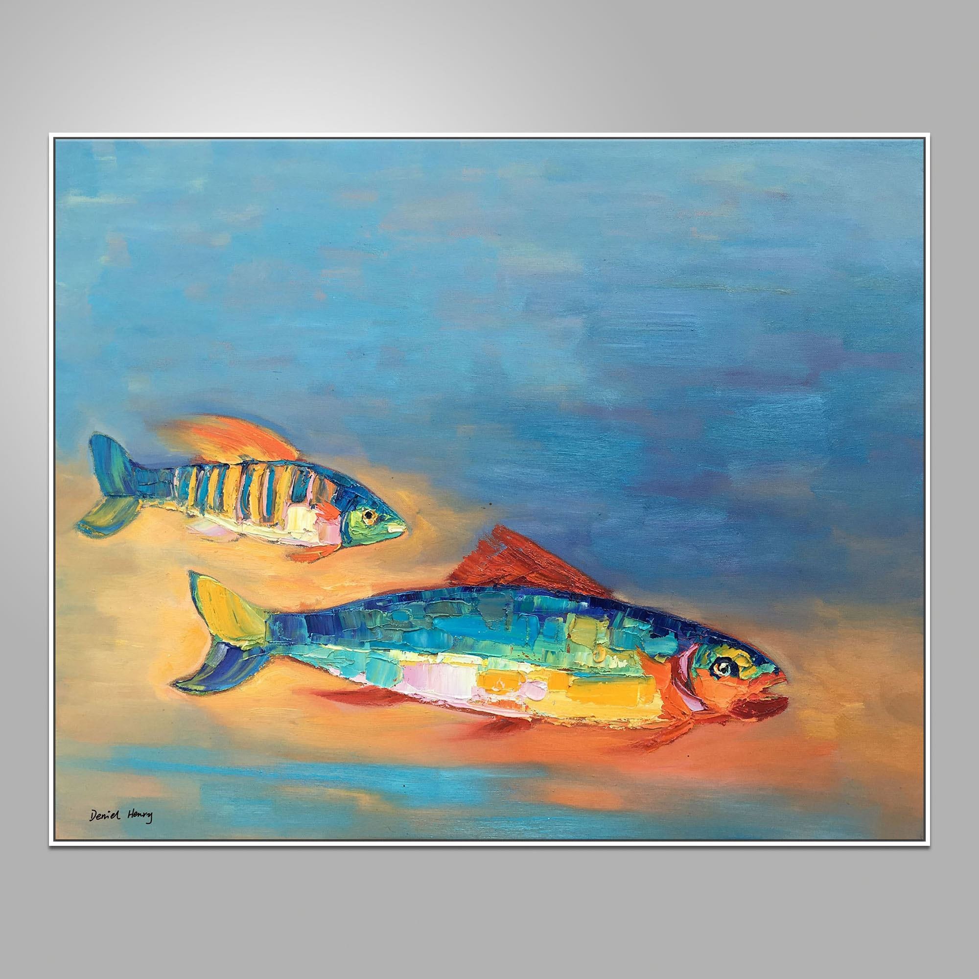 Abstract Oil Painting Fishes Original Artwork Contemporary - Etsy