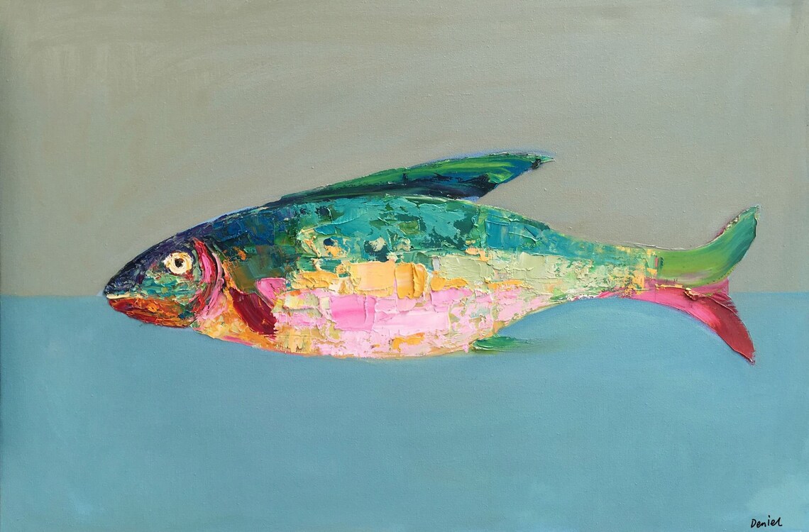 Abstract Oil Painting Fish Original Abstract Art Abstract - Etsy