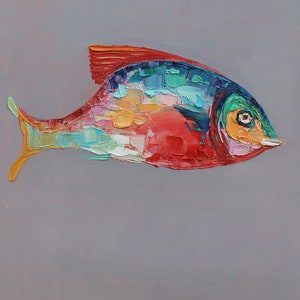 Large Wall Art Painting Fish Painting, Abstract Canvas Art, Abstract ...