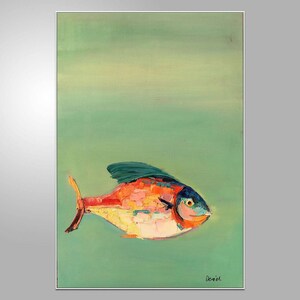 Large Art Fish Oil Painting Contemporary Wall Art Abstract | Etsy