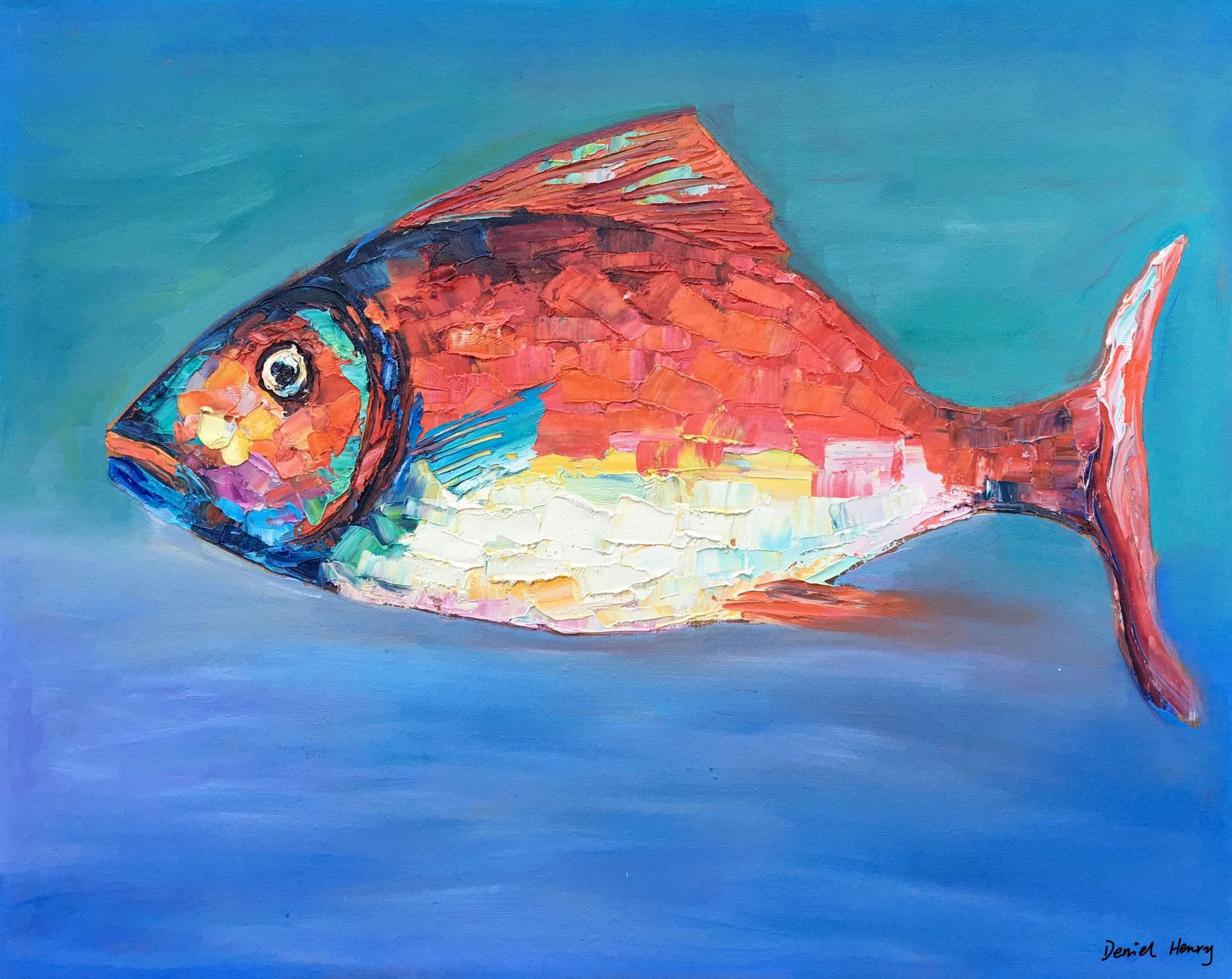 Abstract Oil Painting Modern Painting Fish Canvas Art Large - Etsy