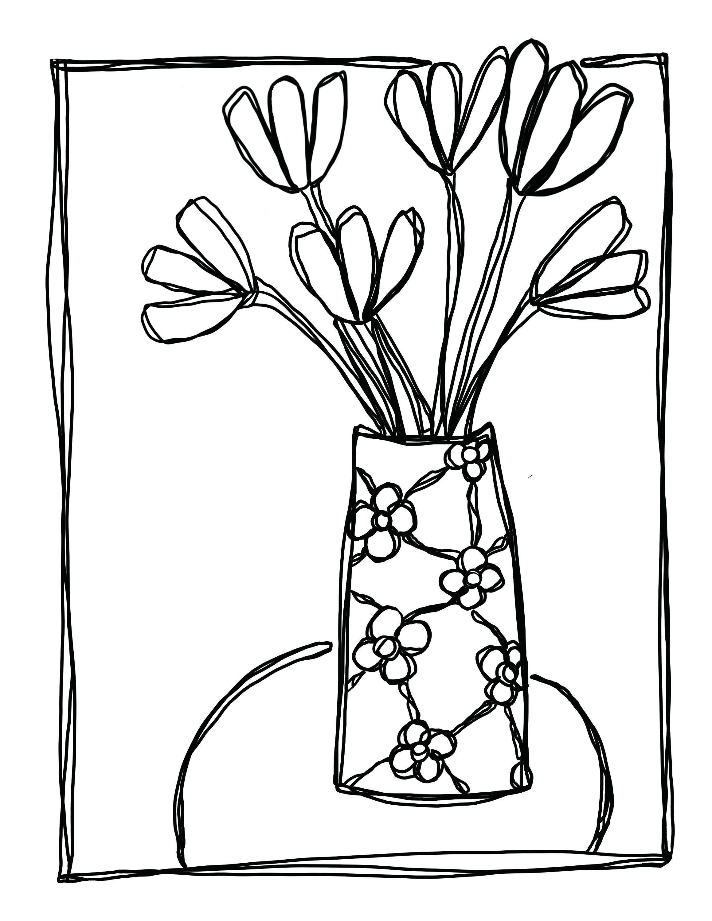 Printable Coloring Sheet Happy Flowers 1 - Etsy