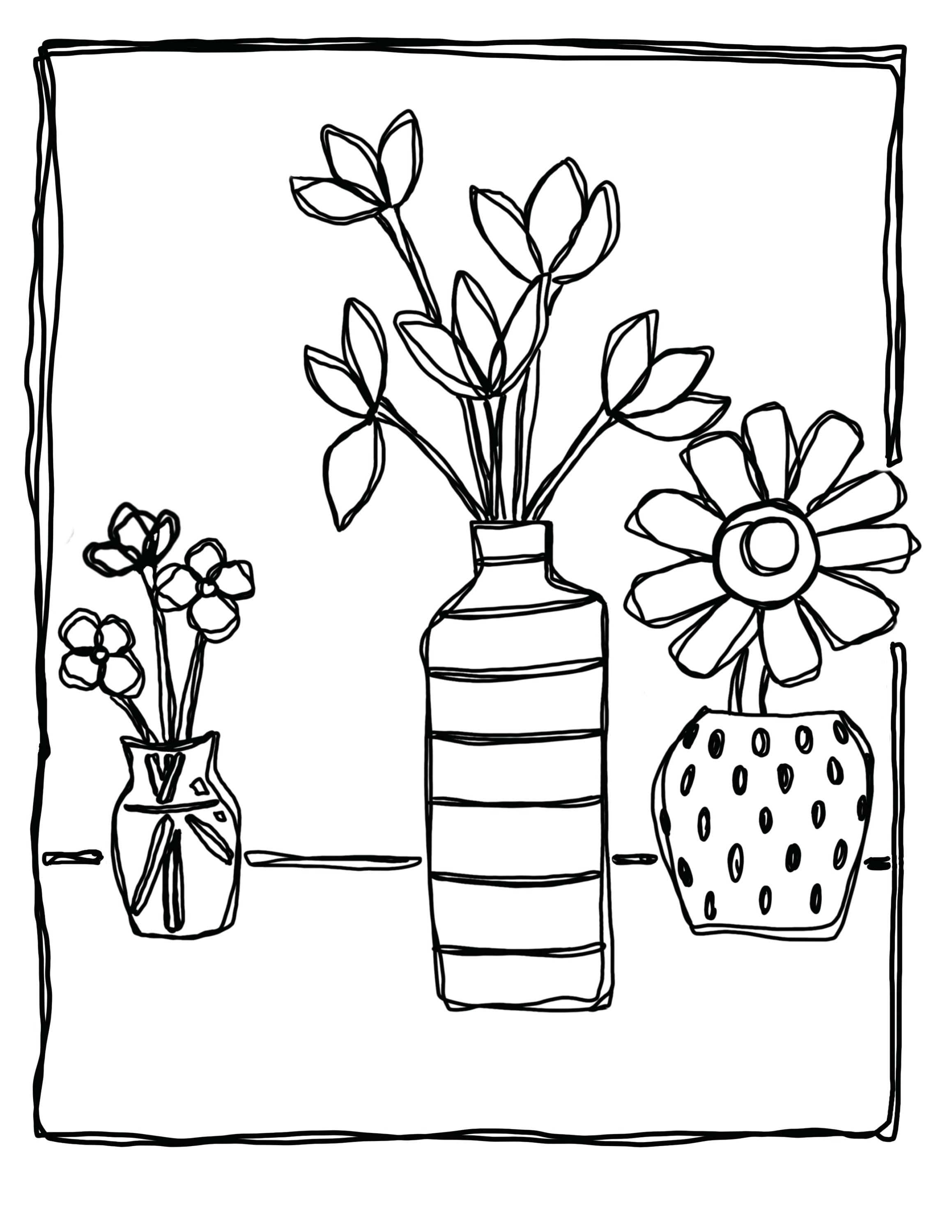 Printable Coloring Sheet Happy Flowers 10 - Etsy