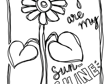 Printable Coloring Sheet Happy Flowers 10 - Etsy