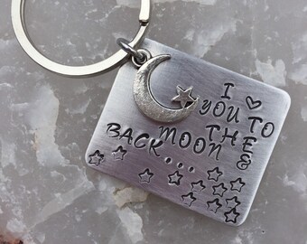 Daddy I Love You to the Moon and Back Keychain Fathers Day | Etsy