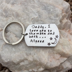 Daddy I Love You to the Moon and Back Keychain Fathers Day - Etsy