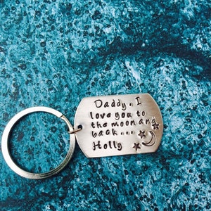 Daddy I Love You to the Moon and Back Keychain Fathers Day - Etsy