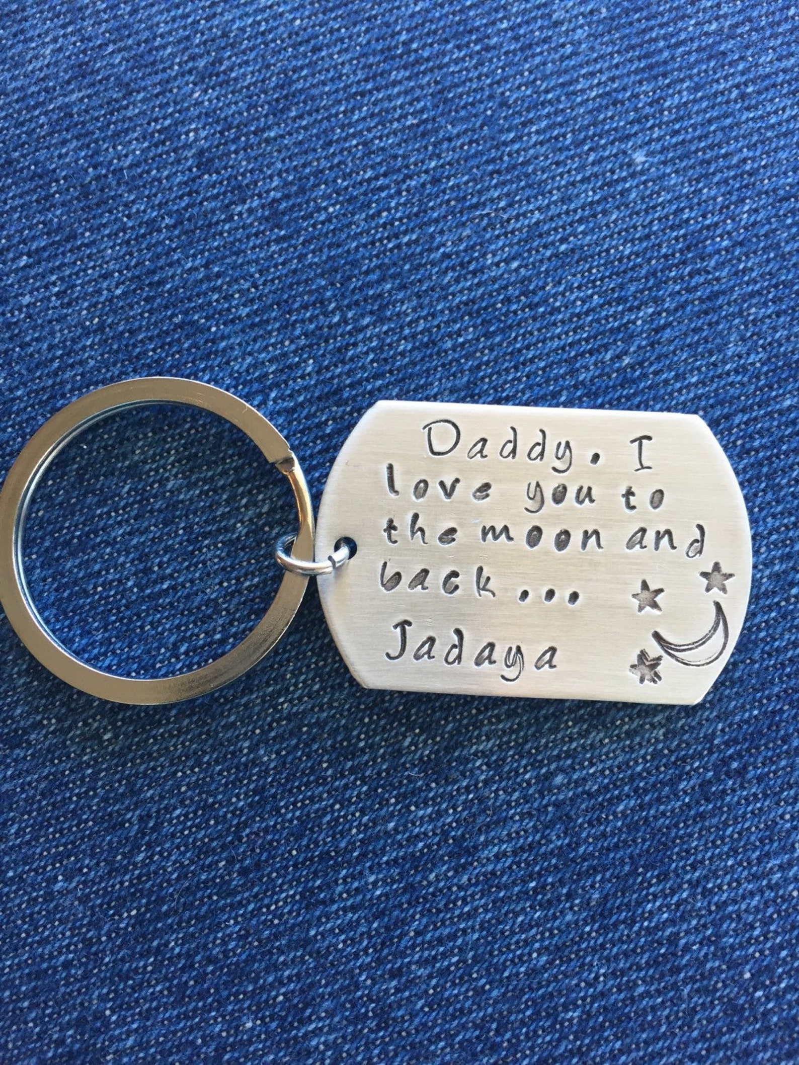 Daddy I Love You to the Moon and Back Keychain Fathers Day - Etsy