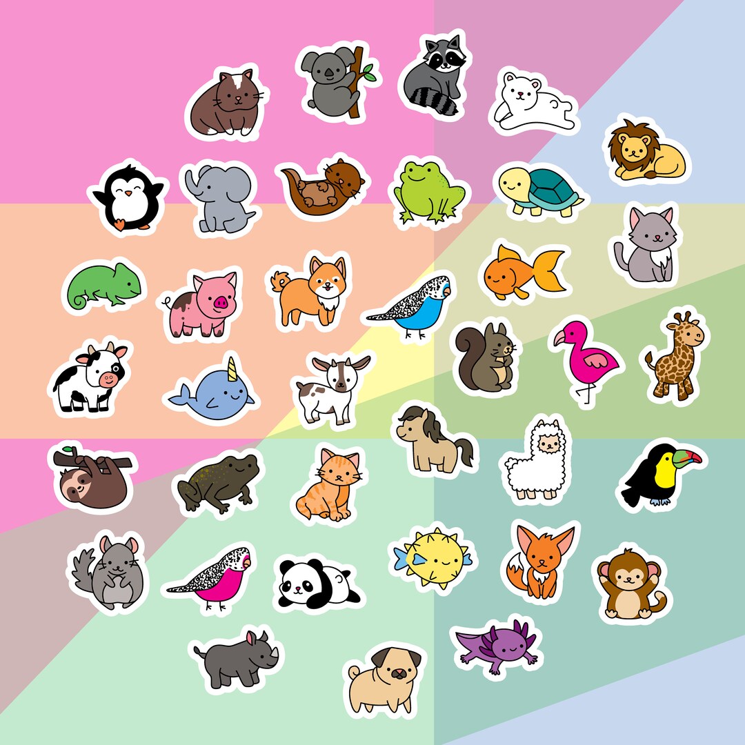 Animal Stickers Pack of 37 - Etsy