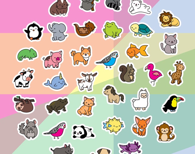 Animal Stickers Pack of 37 - Etsy
