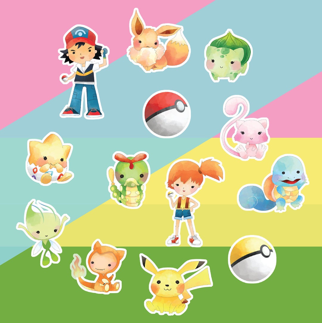 Pokémon Sticker Set of 13 - Etsy