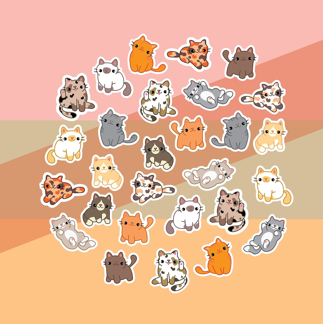 Cat Stickers Pack of 28 - Etsy